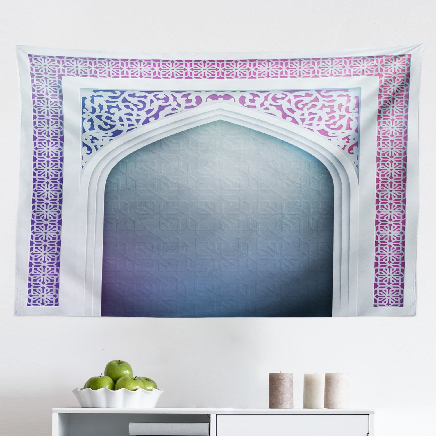 Moroccan Tapestry, Oriental Motif with Mix of Hippie Retro Circle ...