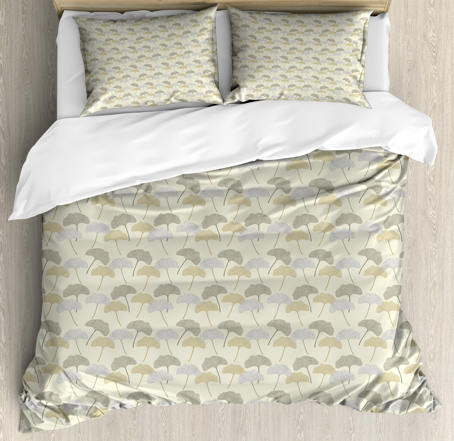 Gingko Duvet Cover Set King Size, Soft Earth Toned Biloba Tree Leaves ...