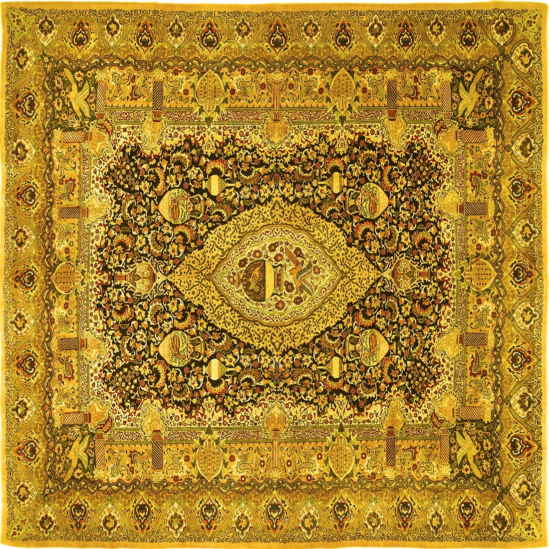 Ahgly Company Machine Washable Indoor Square Medallion Yellow ...