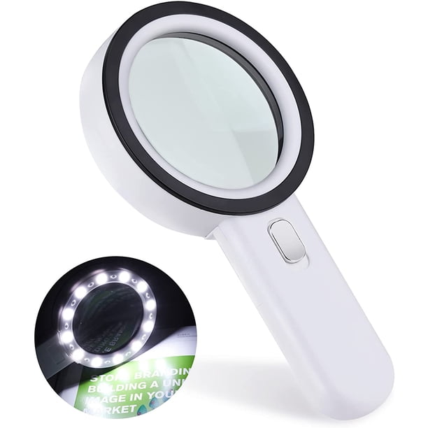 Reading Magnifier, 12 LED Magnifying Magnifier 30X Magnifying Glass ...