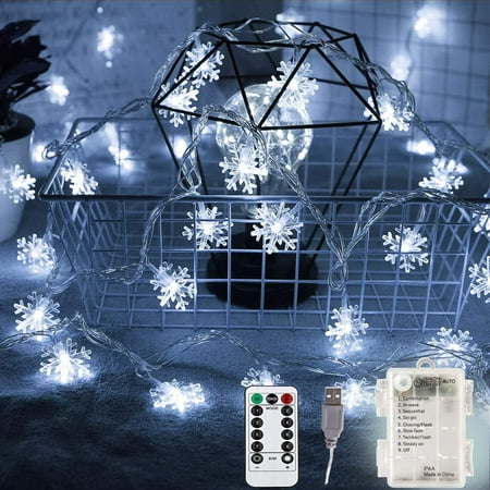 POP Mart Snowflake Lights 80 LED Christmas Lights Snow String Lights ...