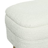 DecMode Polyester Rounded Upholstered Boucle Storage Bench with Wood ...