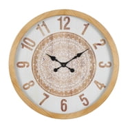 Costway 30'' Oversize Round Wall Clock Decorative Wooden Come With ...