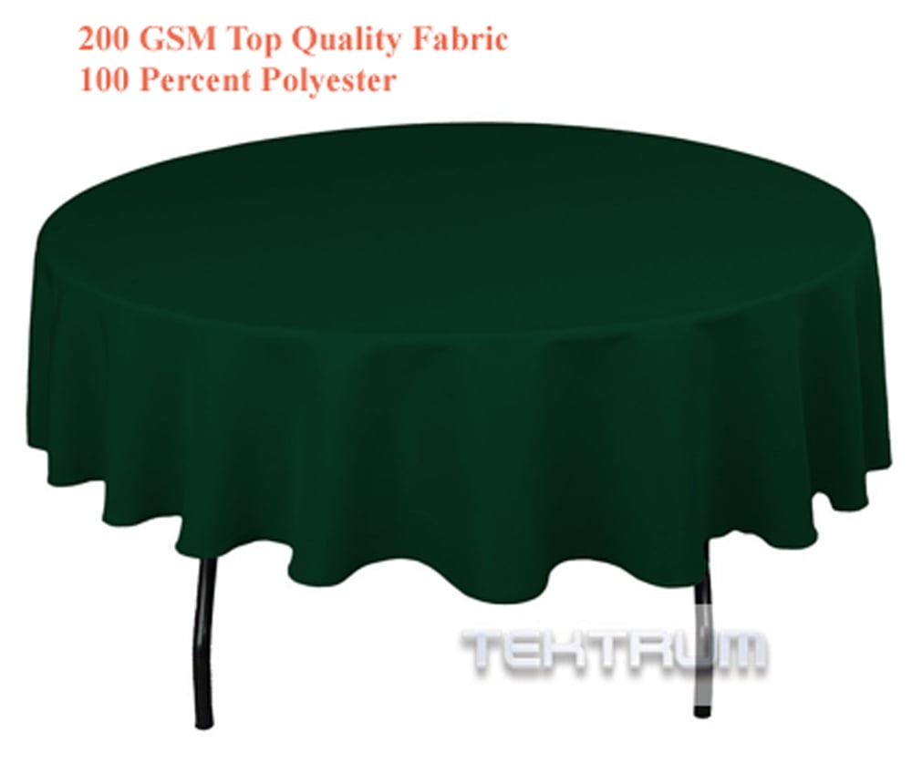 TEKTRUM 90 INCH ROUND POLYESTER TABLECLOTH - HUNTER GREEN COLOR ...