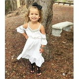 Princess Girl Floral Lace Off-Shoulder Wedding Dress Beach Sundress ...
