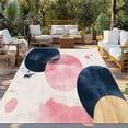 Bohemian Abstract Outdoor Rug, Geometric Blue Pink Color Block Modern ...