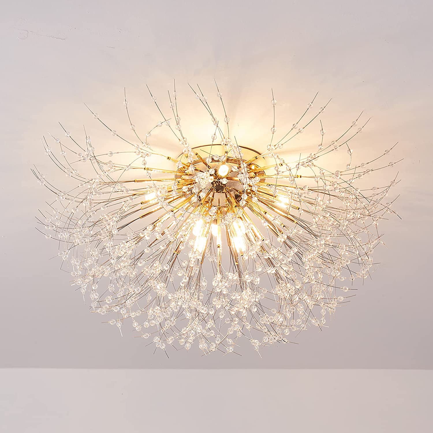 FETCOI, Modern Firework Chandeliers Crystal Ceiling Light Dandelion LED ...