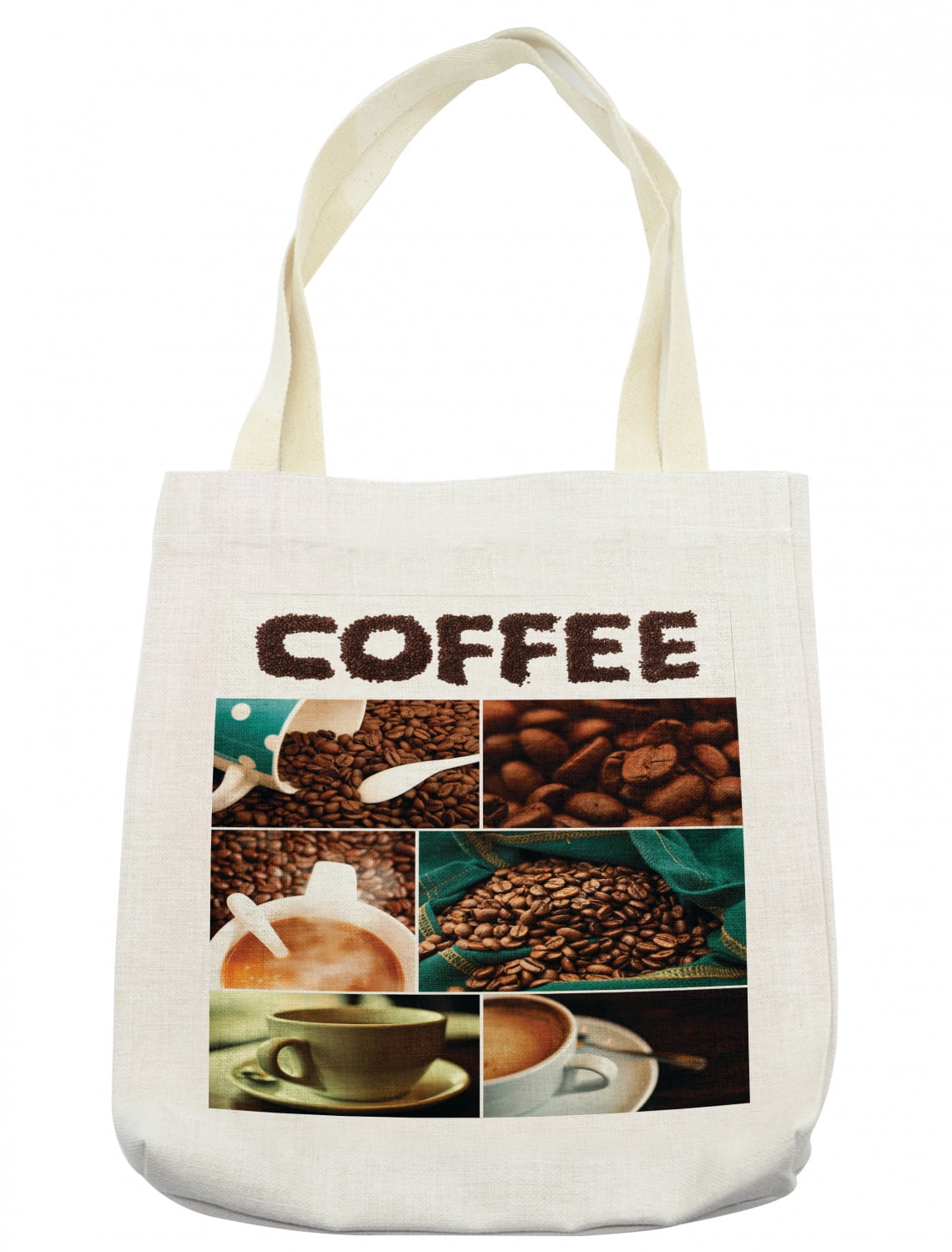 Coffee Tote Bag, Photo Collage of Urban Coffee House Preparing the ...