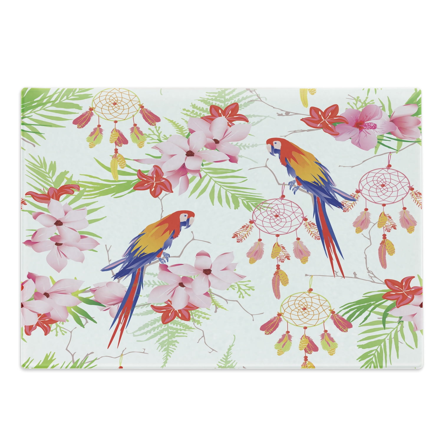 Parrot Cutting Board, Forest Animal and Native Dreamcatchers Folk Art ...