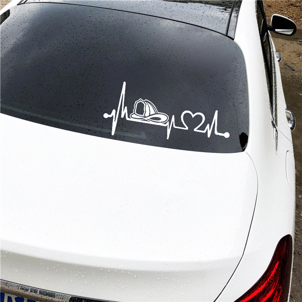 Walbest 1 Pcs Car Sticker - Firefighter Heartbeat Lifeline Decals ...