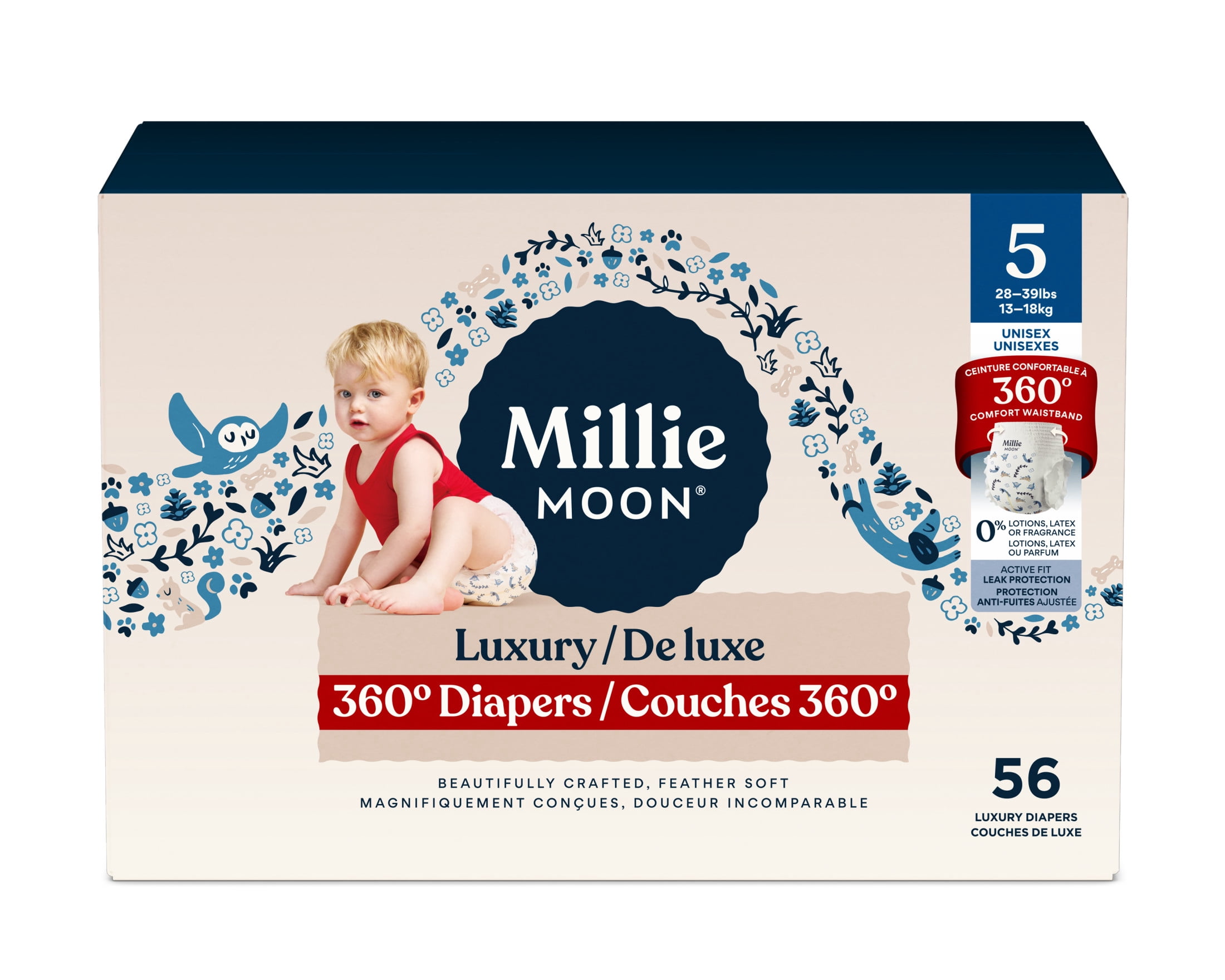 Millie Moon Luxury 360 Diapers, Size 5, 56 Count - Walmart.ca
