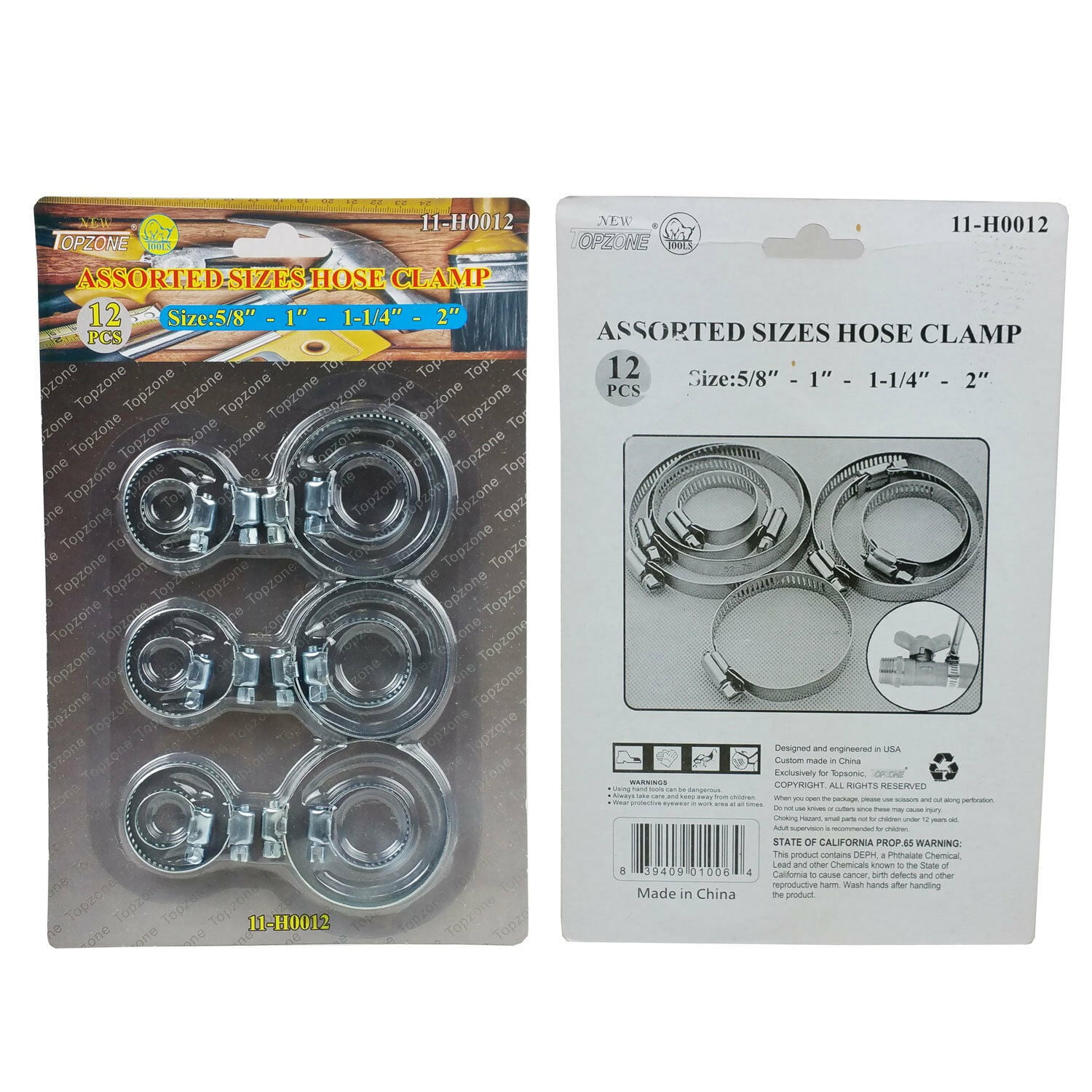 12Pc Assorted SMALL MEDIUM LARGE Hose Clamp Set Rust Resistant Zinc ...