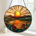 Gerbera Daisy Sunset Stained Glass Suncatcher – Flower Landscape Window ...