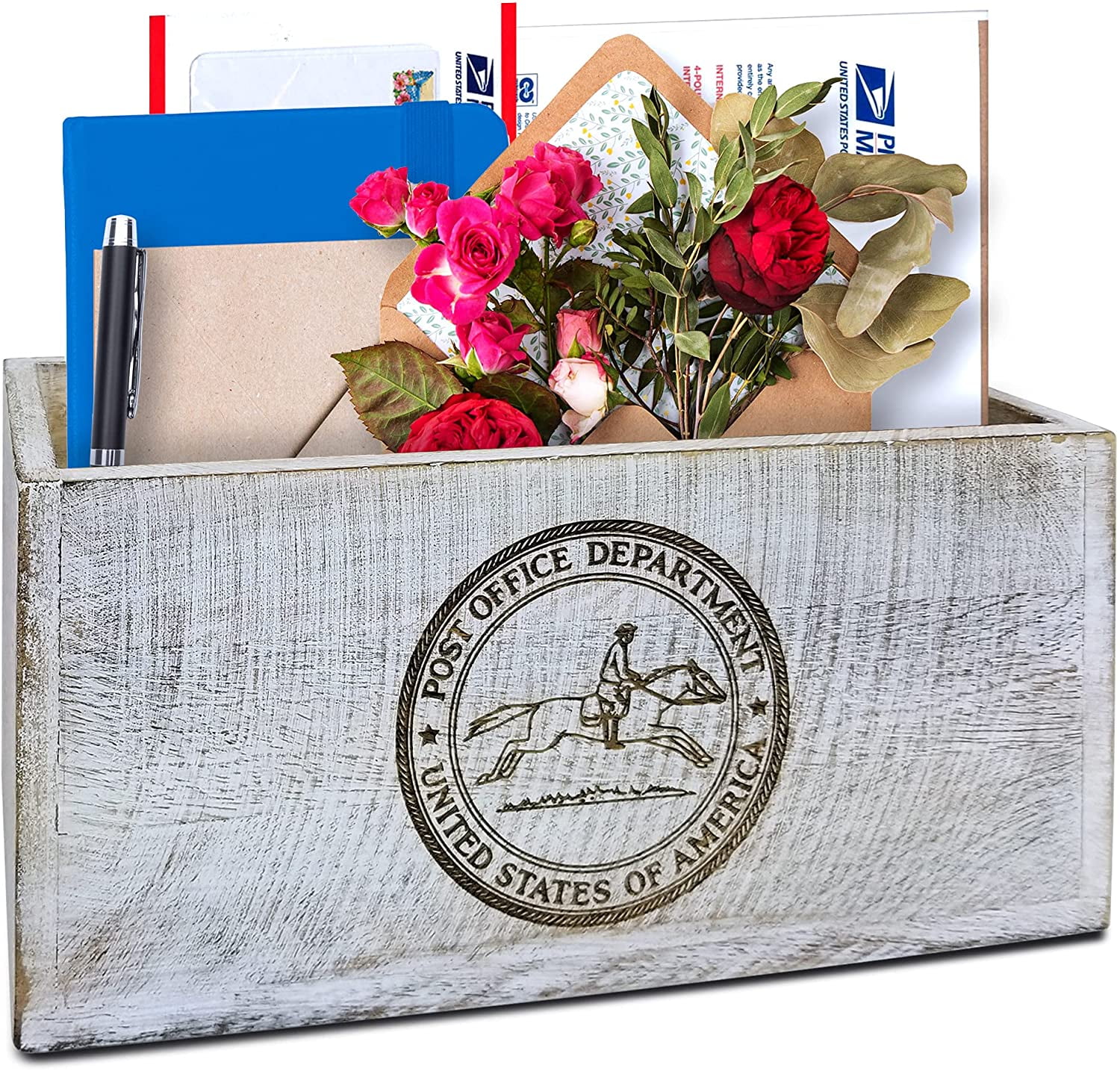 Rustic Mail Organizer Farmhouse Desk Organizer Countertop Wooden Letter ...