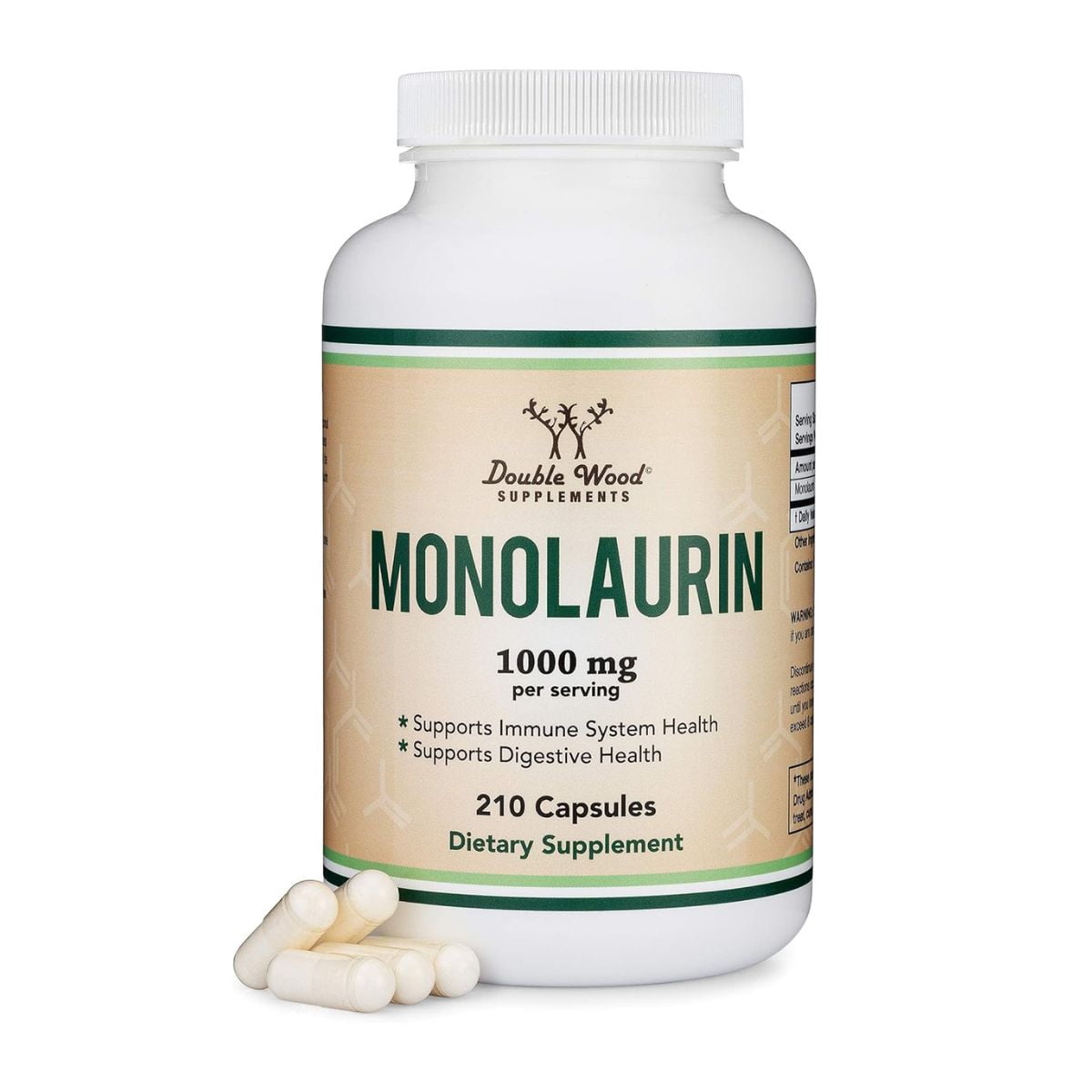 Double Wood Monolaurin 1000 mg | 210 Cápsulas | Suplemento Alimenticio ...