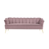 Chic Home Aisha Velvet Upholstered Vertical Channel Tufted Sofa, Blush ...