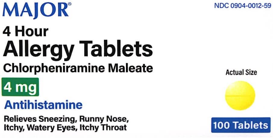 Major Chlorpheniramine Maleate 4 mg - 100 Tablets (Chlor-Trimeton) - 6 ...