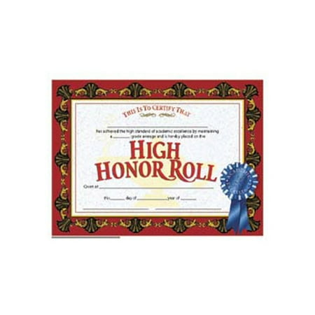 HIGH HONOR ROLL AWARD 30/PK 8.5X11 CERTIFICATES - Walmart.com