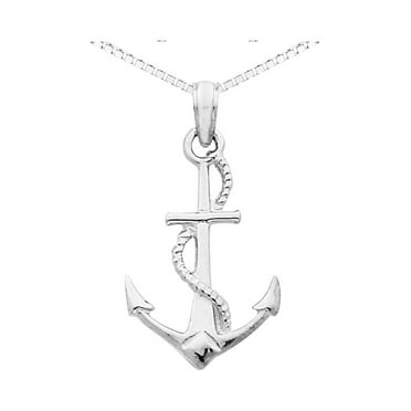 14k Gold Polished Anchor with Rope Oval Pendant K5389 - Walmart.com