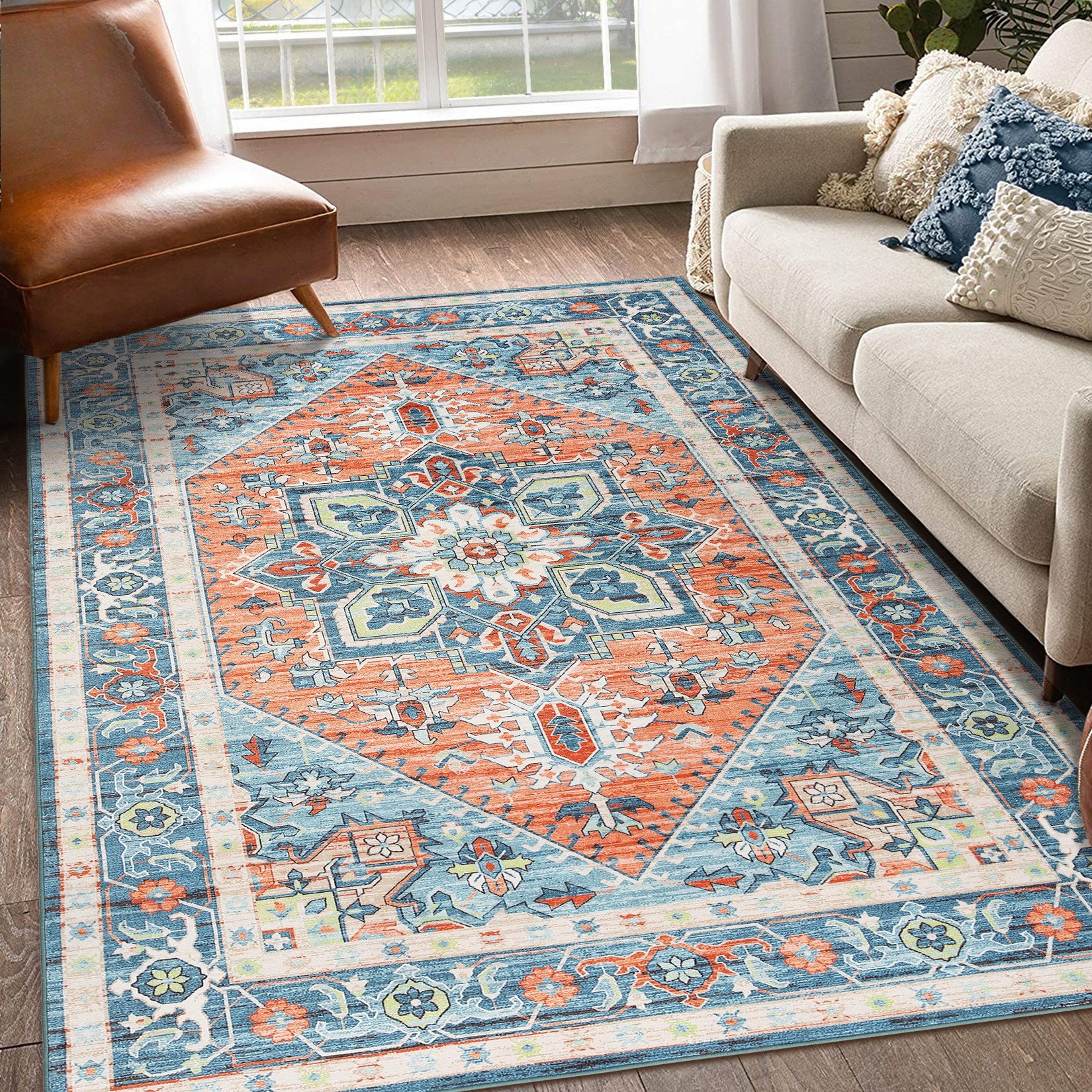 CAVOLIA floral area rug 9'*12' felted wool dotted plastic roll-pack ...