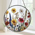 Botanical Wildflower Window Ornament, Decorative Faux Stained Glass ...