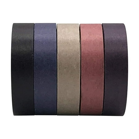 Solid Color Washi Tape Set, 5 Rolls Basic Collection Decoration 10mm ...