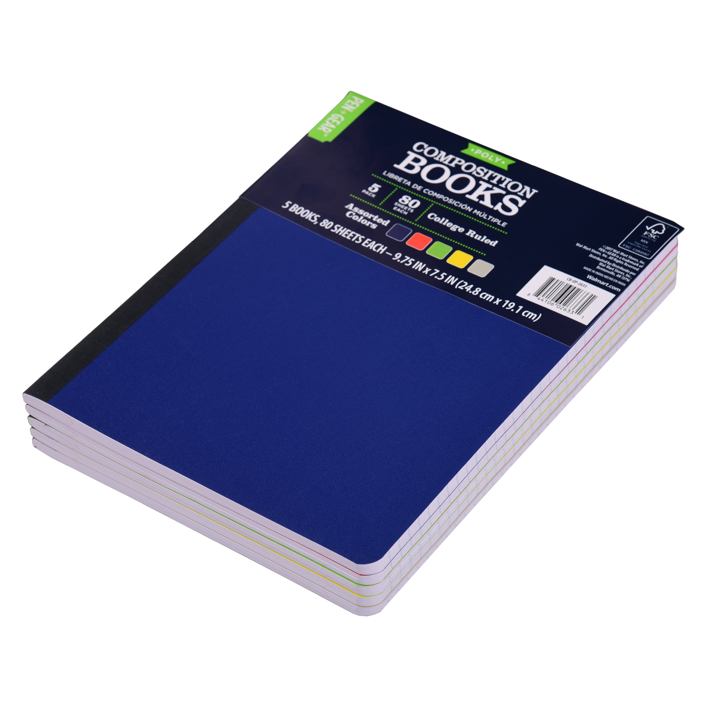 Pen + Gear Poly Comp book 9.75×7.5IN, 80 CT, CR, 5PK, Boys Tex ...