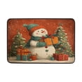 Cute Snowman with Gifts Bathroom Shower Curtain Set with Floor Mat and ...