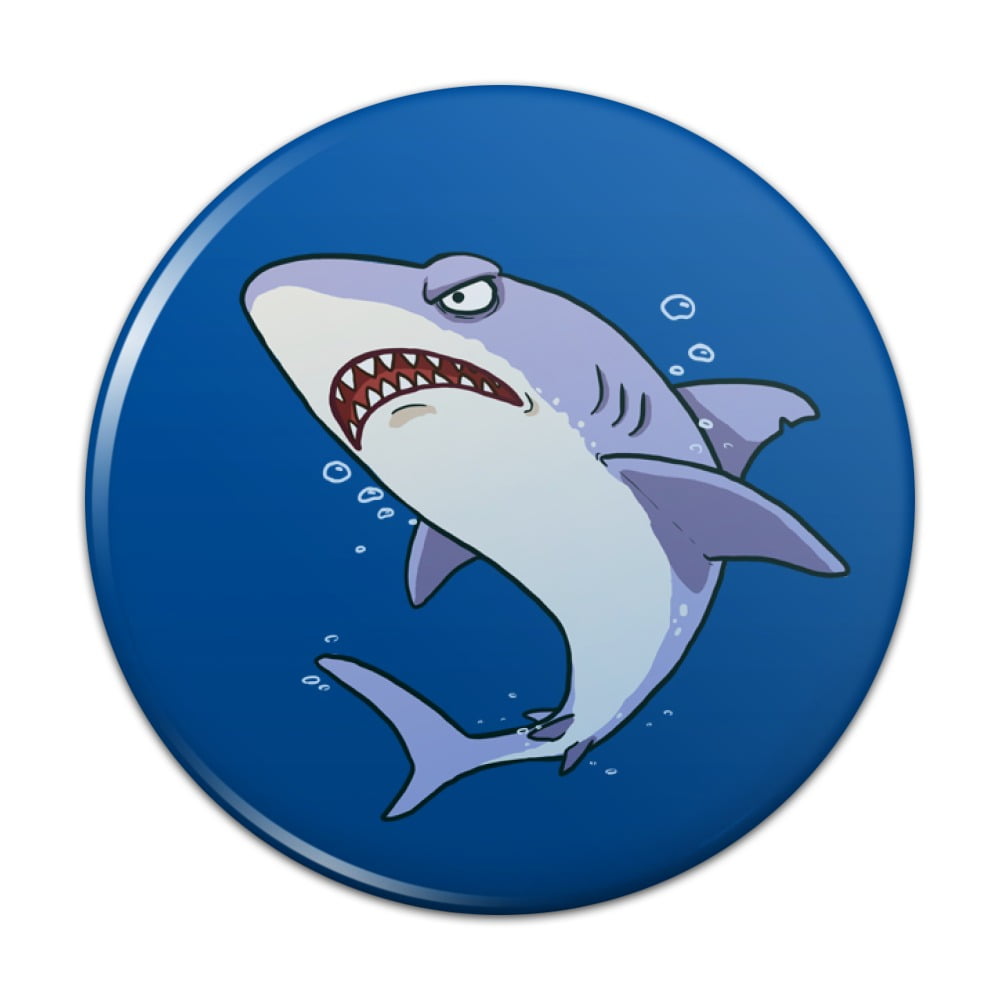 Great White Shark Cartoon in Ocean Pinback Button Pin - Walmart.com