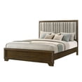 3pc Brown King Size Plush Upholstered Panel Bed Chest Nightstand Set ...