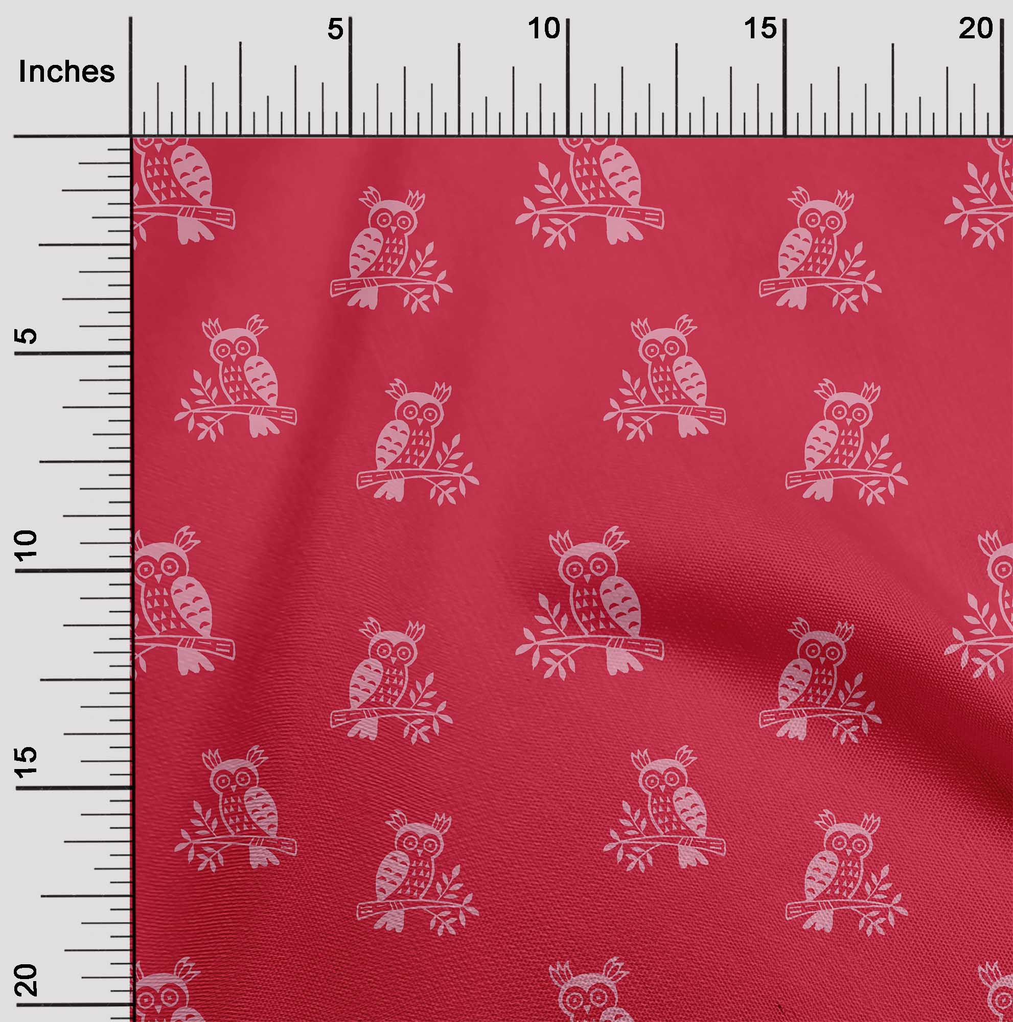 oneOone Cotton Silk Fabric Branch & Owl Block Print Fabric By Yard 42 ...