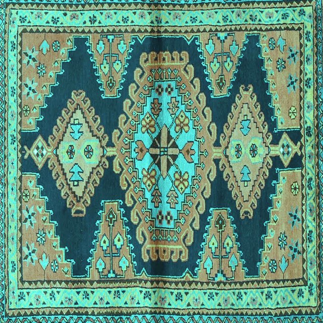 Ahgly Company Machine Washable Indoor Square Persian Turquoise Blue ...