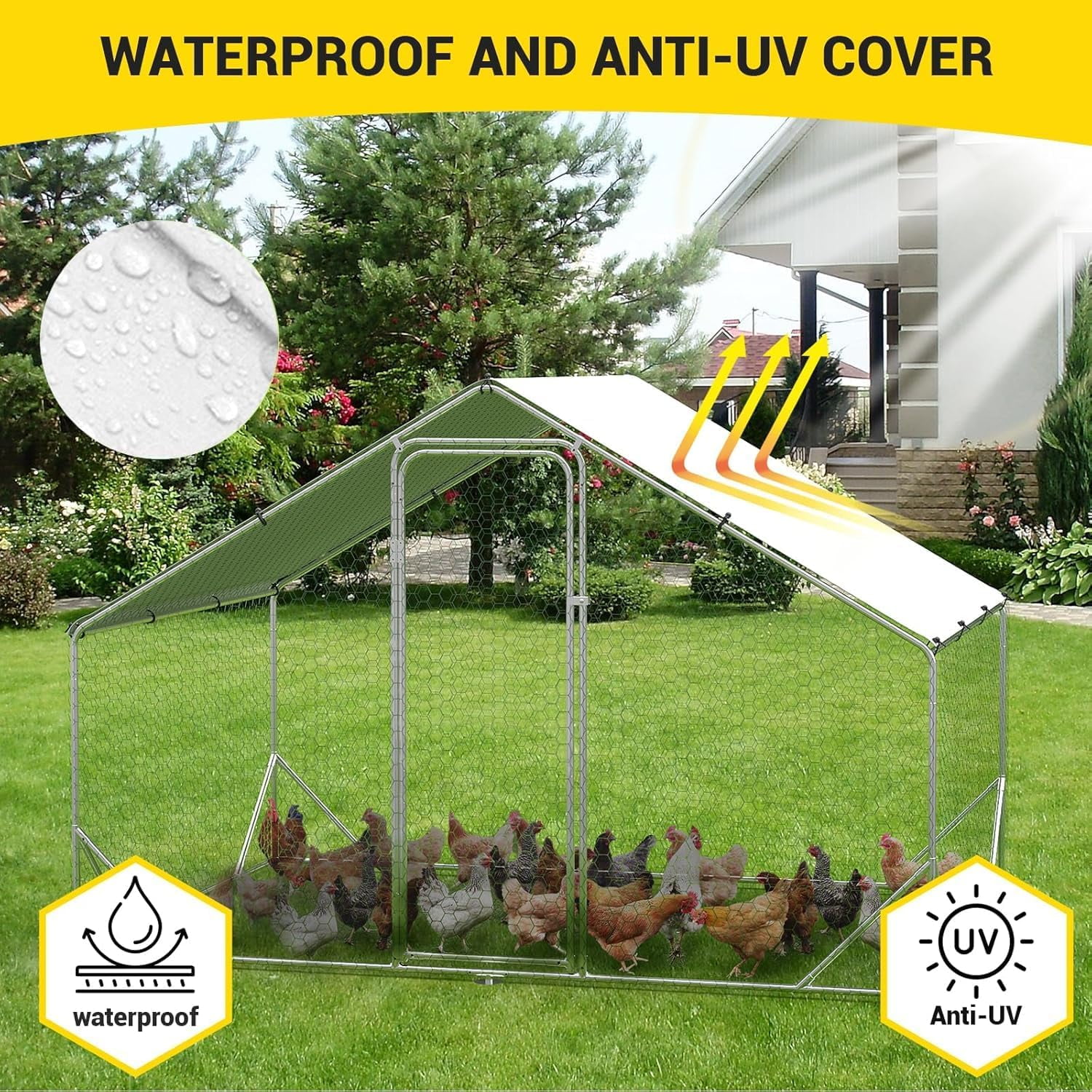 Click here for Beesclover Large Metal Chicken Coop With Run Walk... prices