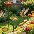 Metal Flower Bird Feeder Stakes – Hand-Painted Standing Bird Bath for ...
