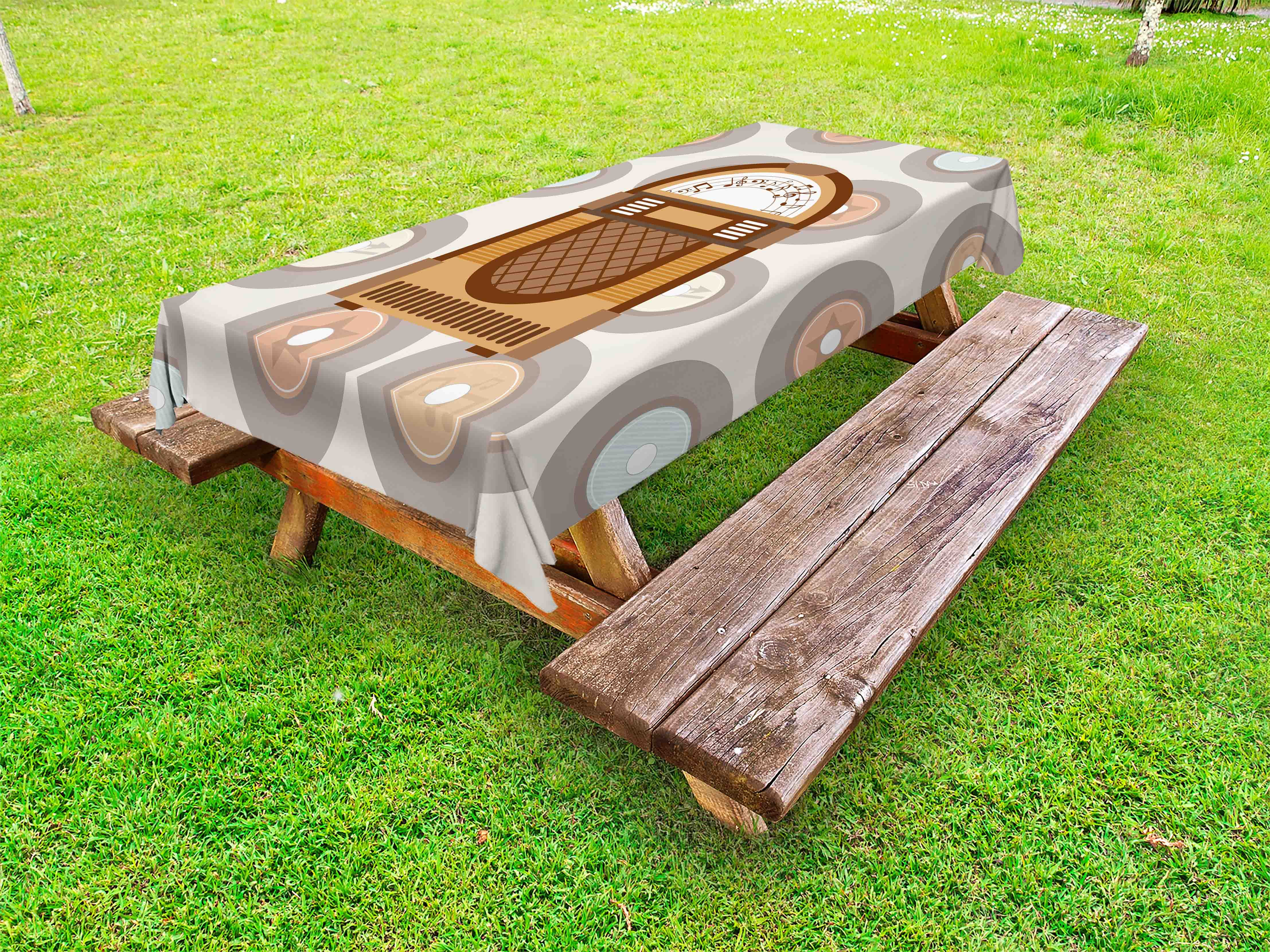 Jukebox Outdoor Tablecloth, Pick Up Music with Vintage Abstract Long ...