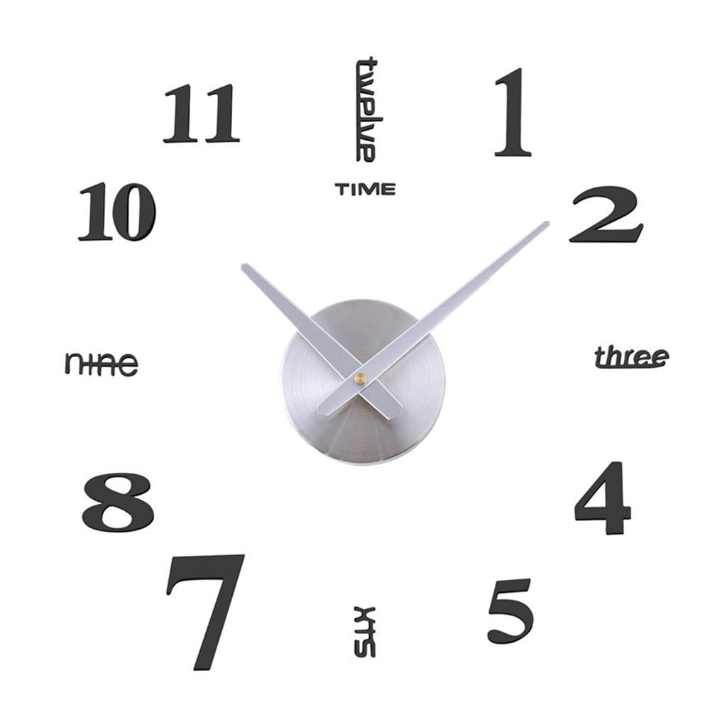 3D Sticker Minimalist Wall Clock Large Roman Numerals Clock Frameless Bathroom Decor , - Walmart.com