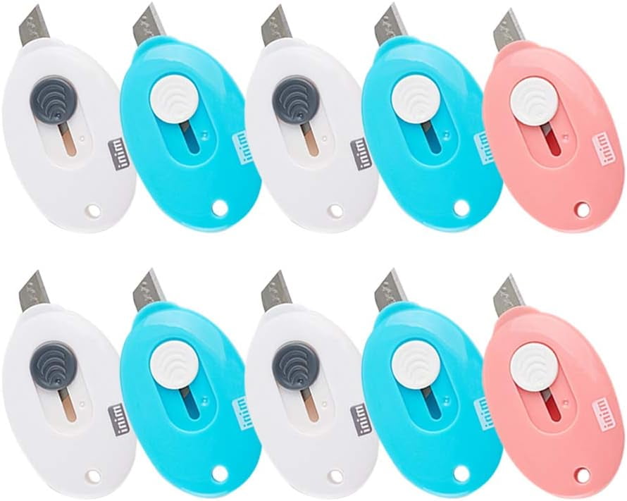 Pack of 10 Mini Retractable Utility Knife for Box Cutter Random Color ...