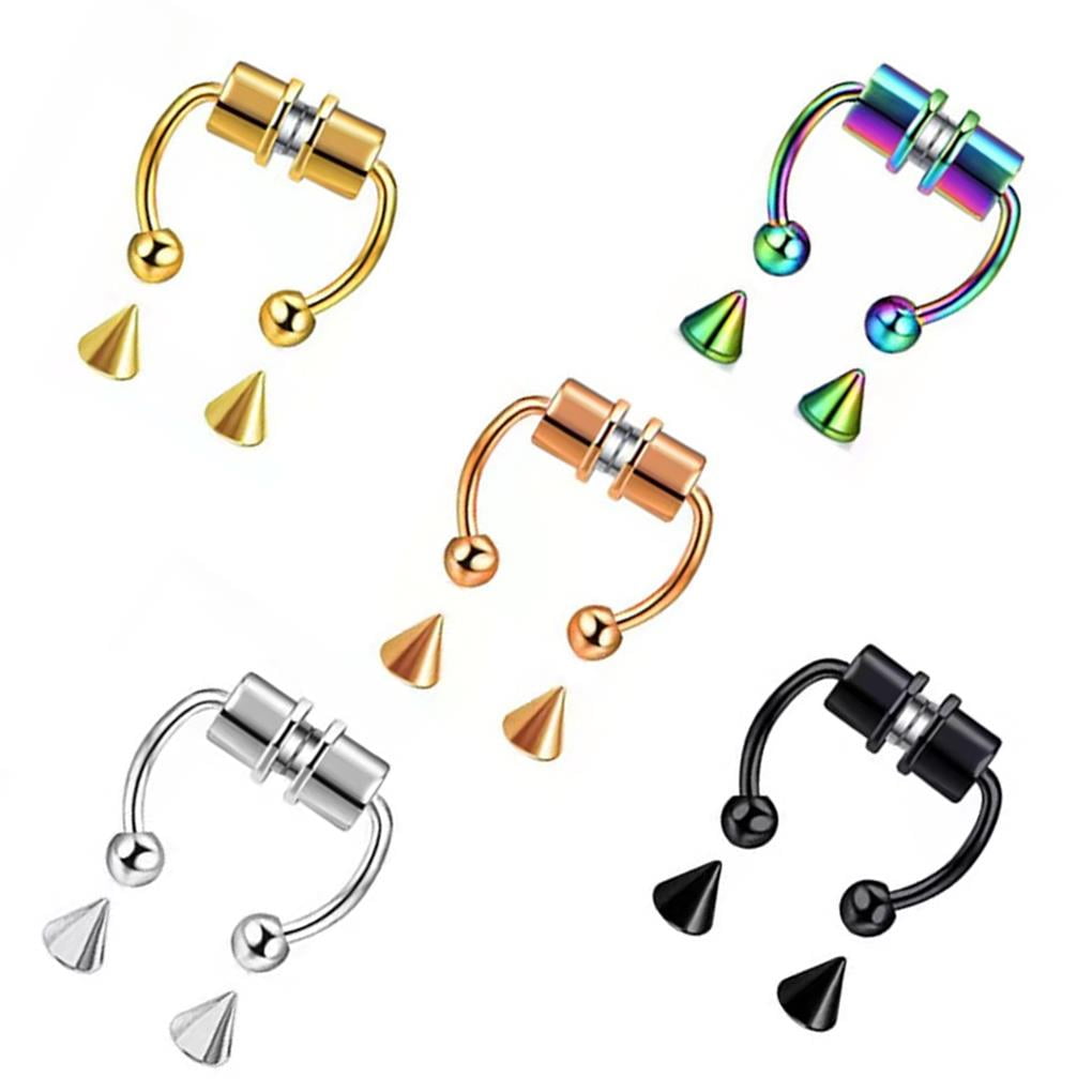 Stainless Steel Magnetic Fake Septum Nose Ring Hoop Horseshoe Rings ...
