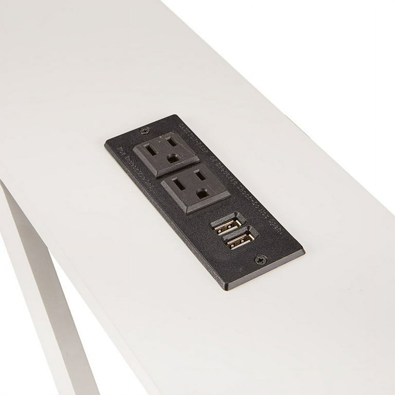 Skinny Sofa Table with Outlet White