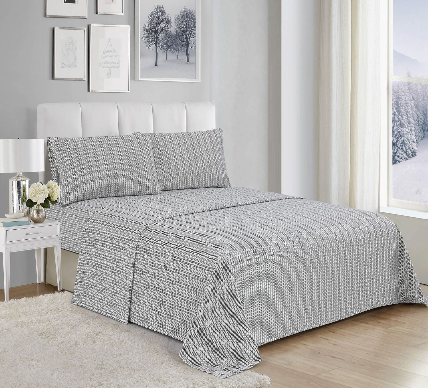 Snow Cap 4 Piece Cotton Flannel Sheet Set - Walmart.ca