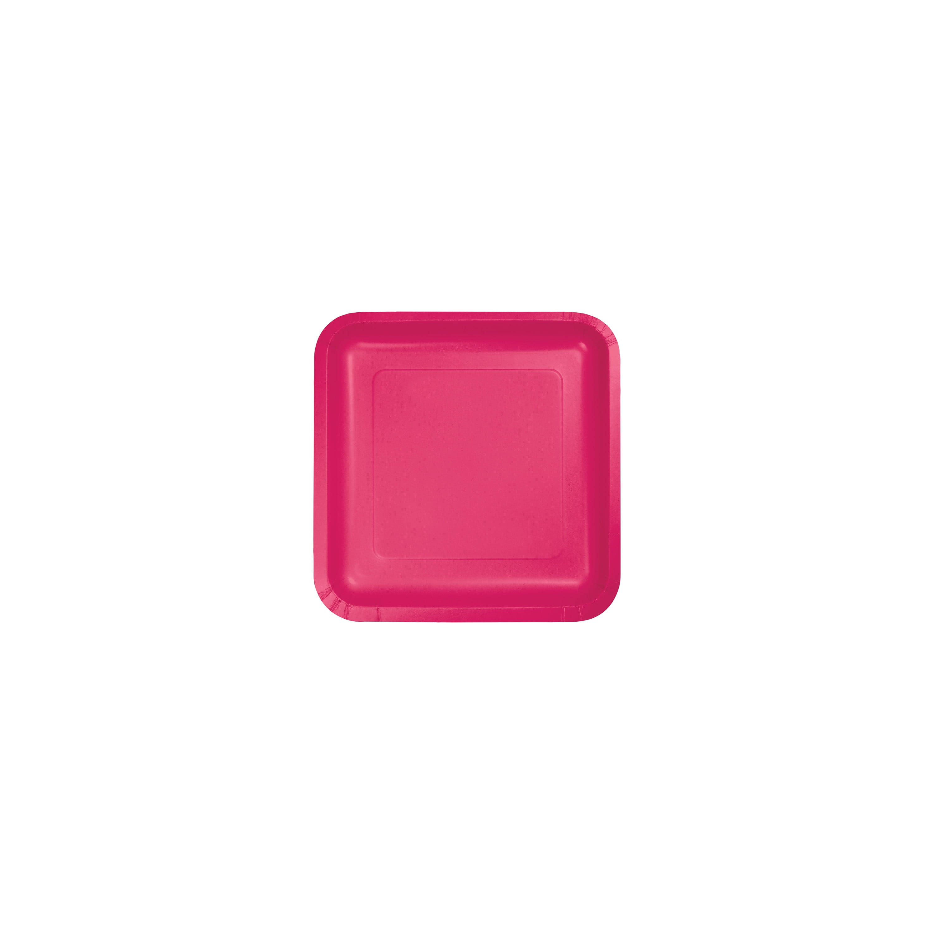 9 inch Square Paper Dinner Plate Hot Magenta,Pack of 18 EA - Walmart.com