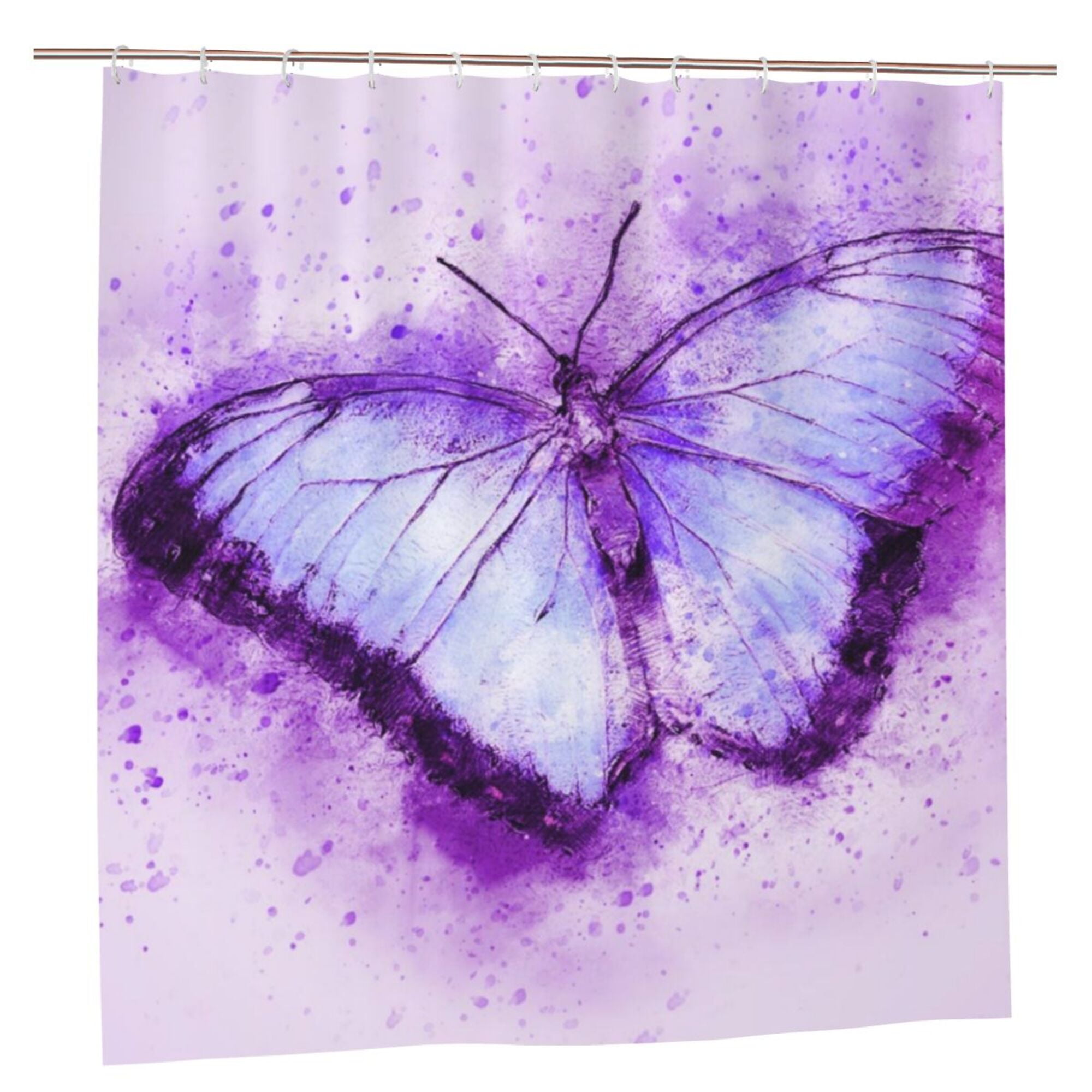 XMXY Watercolor Butterfly Flying Long Shower Curtains, Waterproof ...