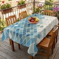 Blue Gradient Mosaic Abstract Geometric Table Cloth 60x84in, Waterproof ...