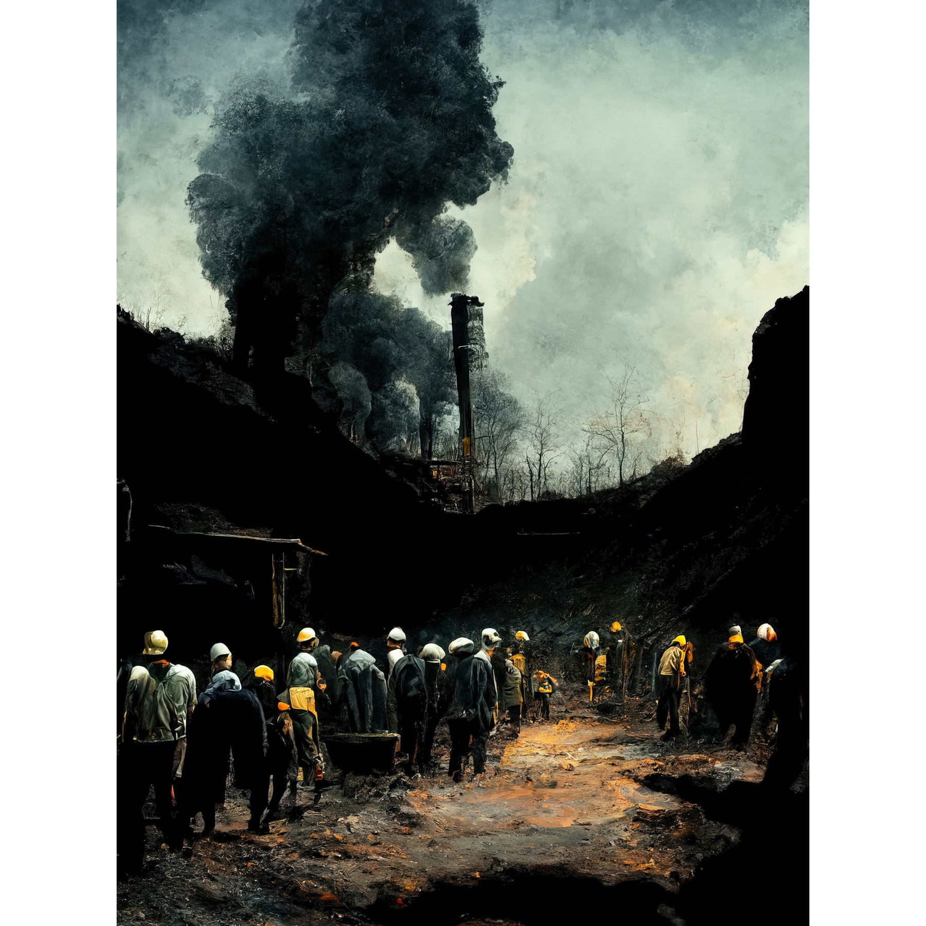 Coal Miners Yorkshire Pithead Colliery Unframed Wall Art Print Poster ...
