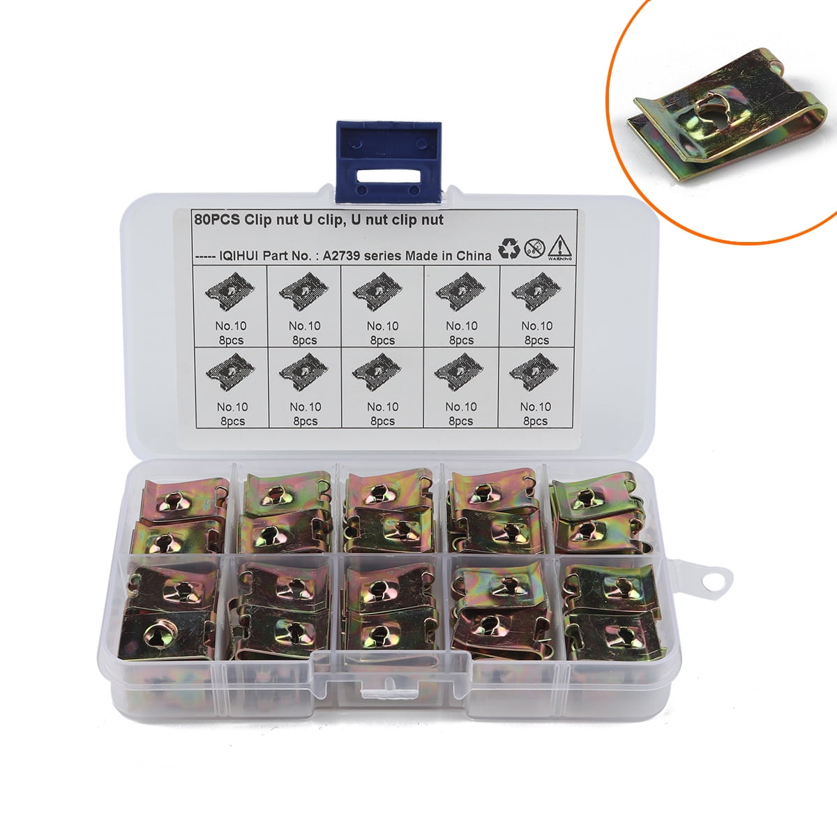 80Pcs NO.10 U Shaped Clip Nut Fastening Clips Zinc Color U Clip U Style ...