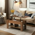 Homy Casa Lift Top Coffee Table - Hidden Storage Shelf - Wood Finish ...