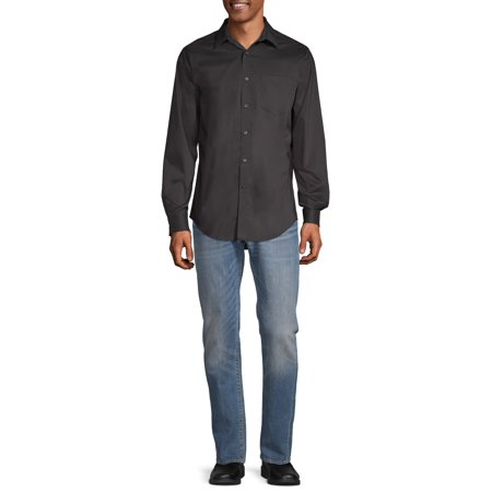 GEORGE - George Men's Long Sleeve Performance Dress Shirt, Up to 3XL ...
