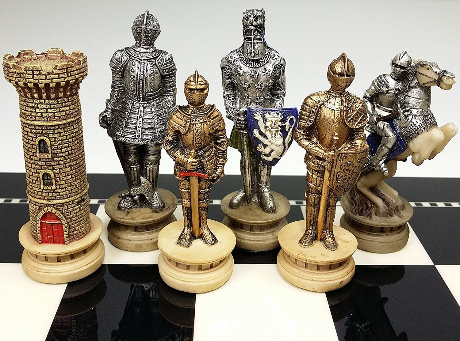 Medieval Times Crusades Gold and Silver Armored Warrior Knight Chess ...