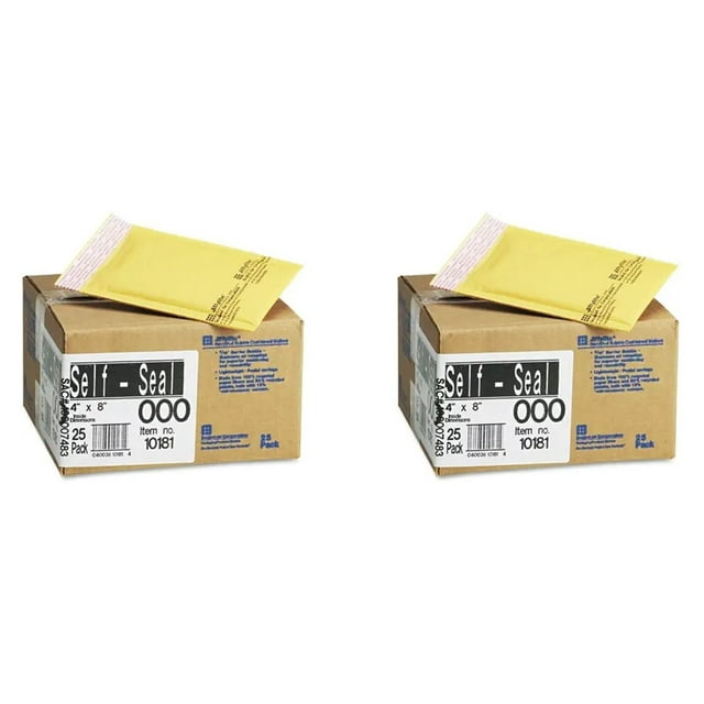 Jiffylite Self-Seal Mailer Side Seam #000 4 x 8 Golden Brown 25/Carton ...