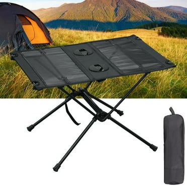 Camp Table-Outdoor Folding Table with 2 Cupholders and Carrying Bag-For ...